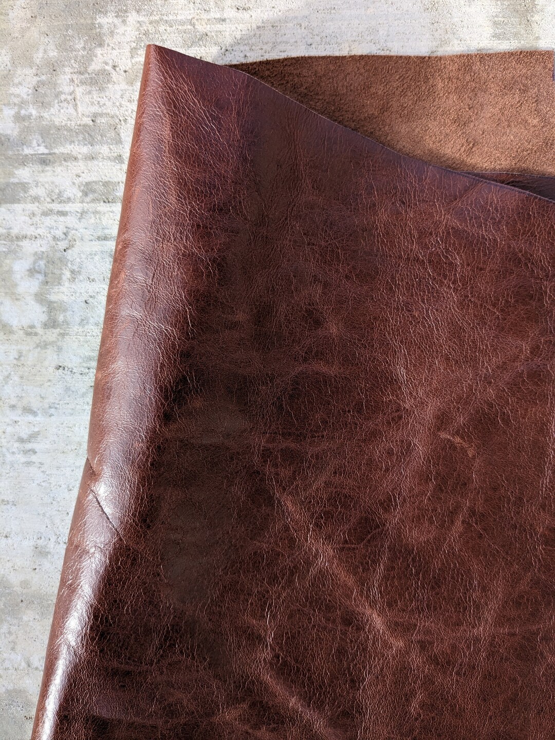 Genuine Leather, Earth-tone Color Leather, Cowhide Leather, Reddish ...