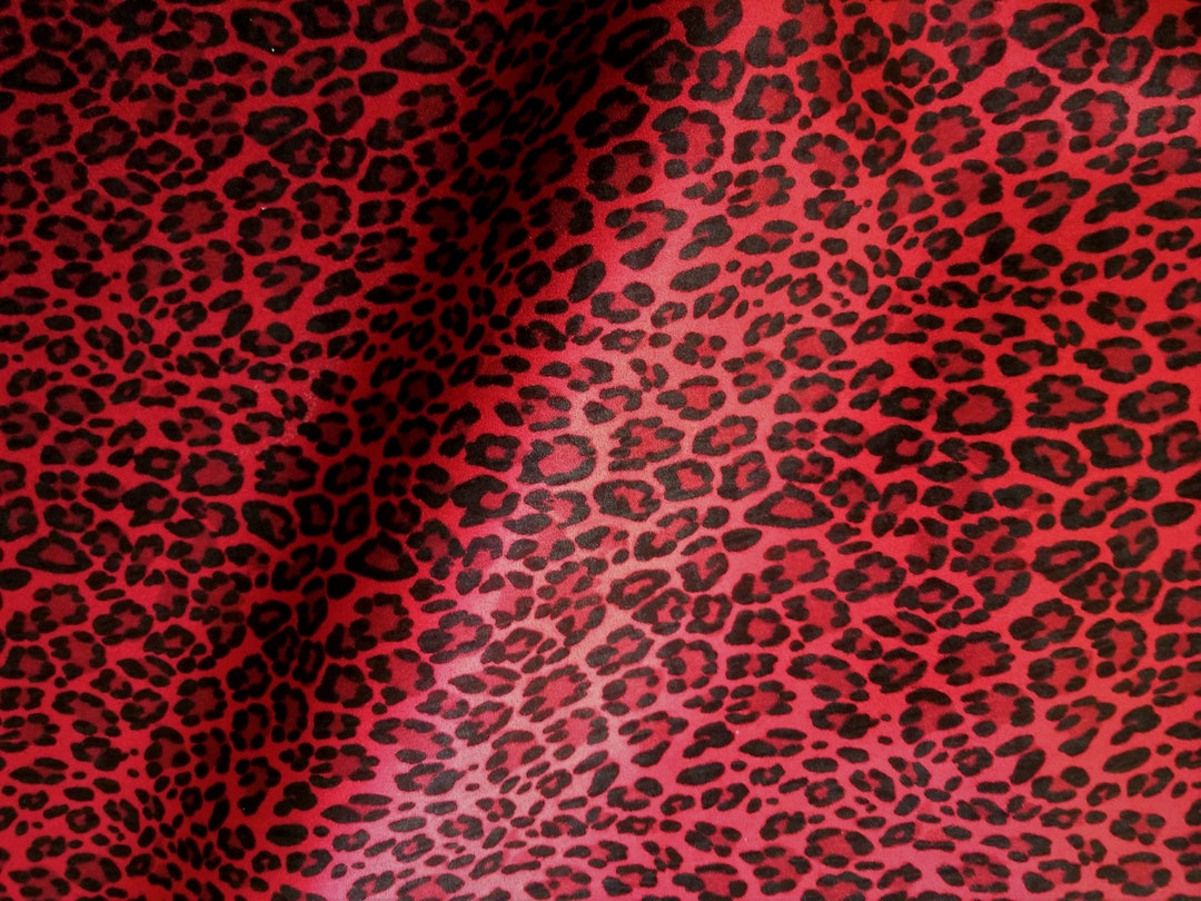 Red + Black Leopard / Cheetah Print Leather Sheets, Vegan Leather ...