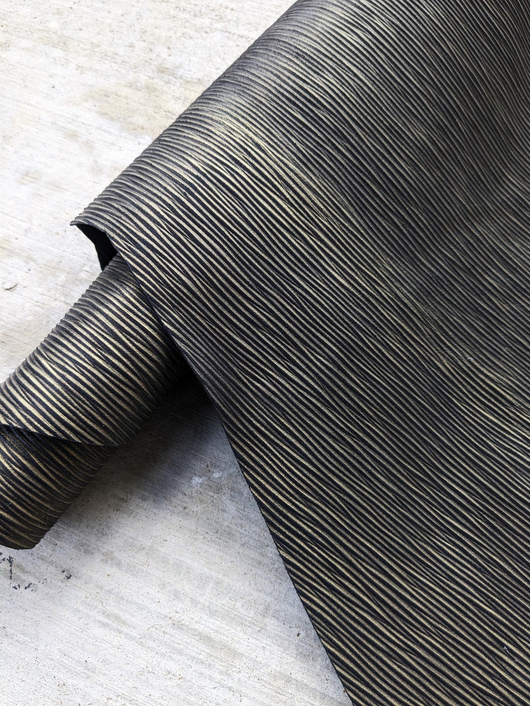 Metallic Dull Gold + Black Leather Sheets, Firm Leather, Genuine ...