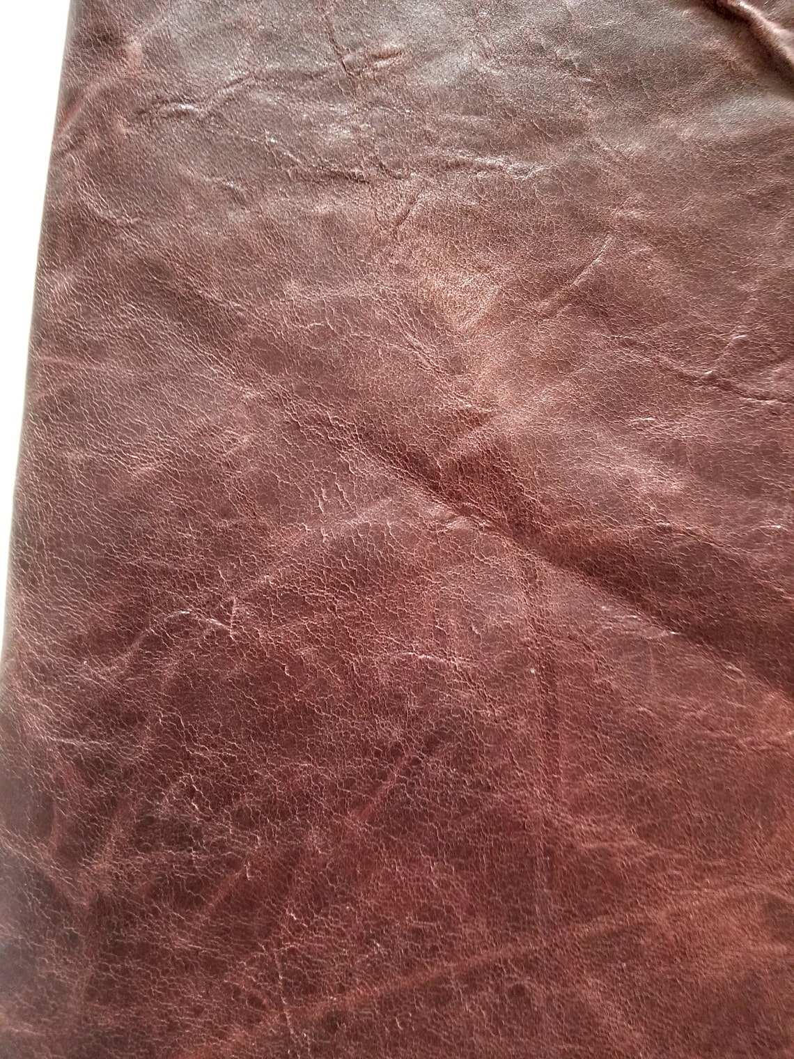 Genuine Leather Fabric Dark Crinkly Matte Oxblood / Garnet | Etsy