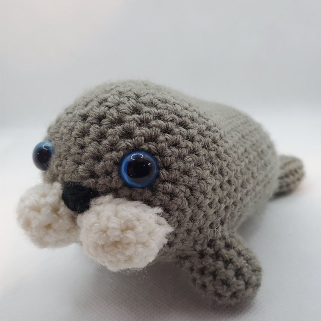 Ready to Ship, Gray Seal Stuffie, Crochet, Amigurumi, Handmade Stuffed ...