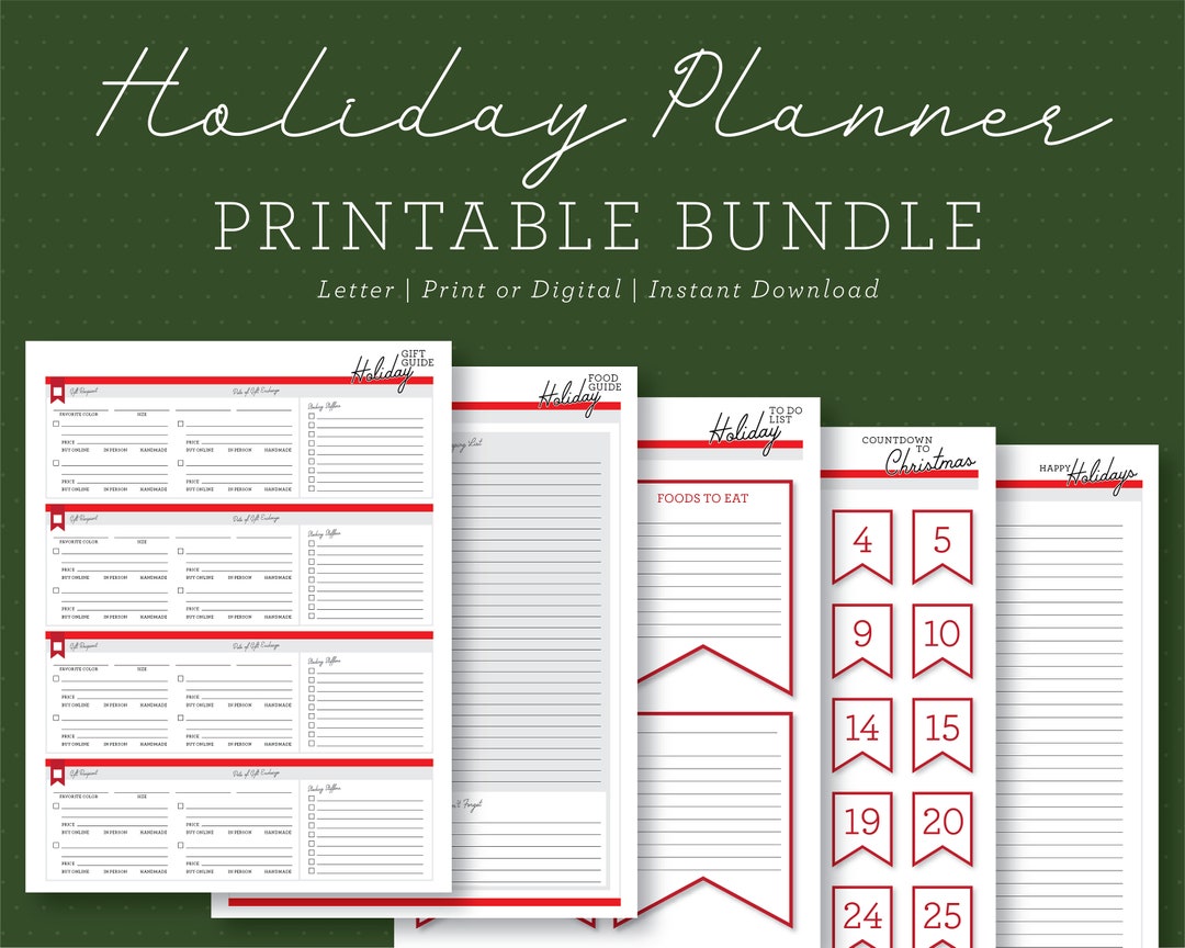 Holiday Planning Printable Bundle | Gift & Meal Planning | Discbound ...