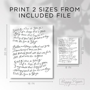 Outlander Theme Song Poster Printable | the Skye Boat Song | Sing Me A ...