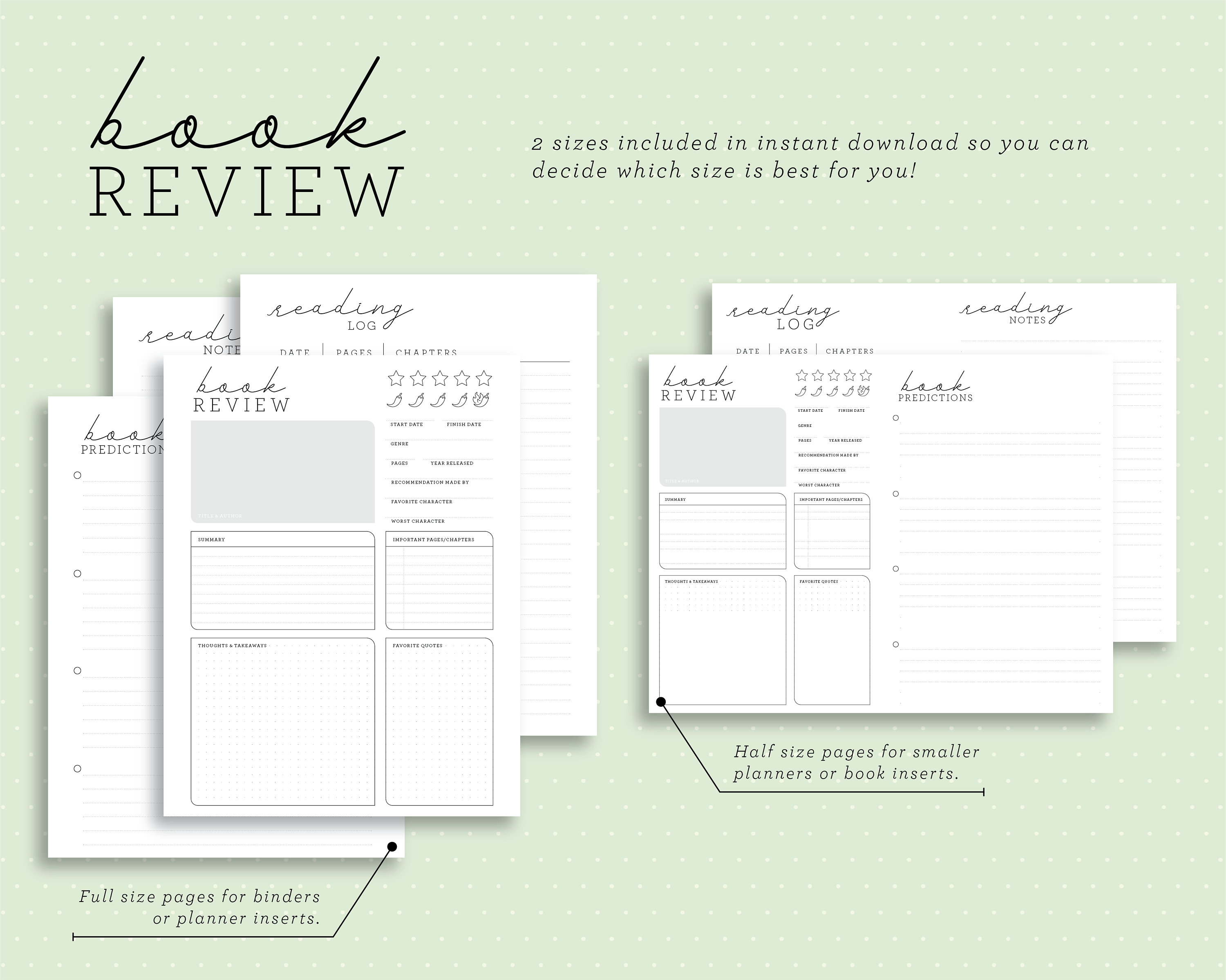 Book Review Printable Bundle | Digital Reading Journal PDF | Book ...
