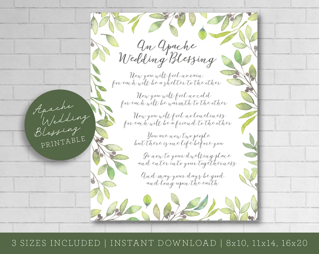 An Apache Blessing Poster Printable | Wedding Print - Etsy