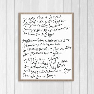 Outlander Theme Song Poster Printable | the Skye Boat Song | Sing Me A ...