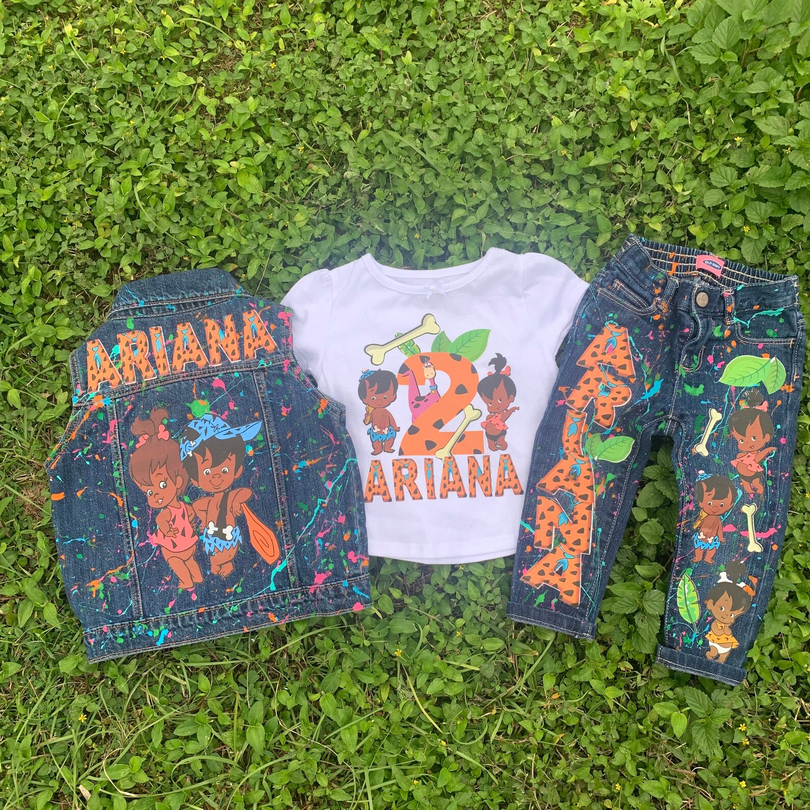 Kids Custom Characters Denim Jean Birthday Outfit - Etsy