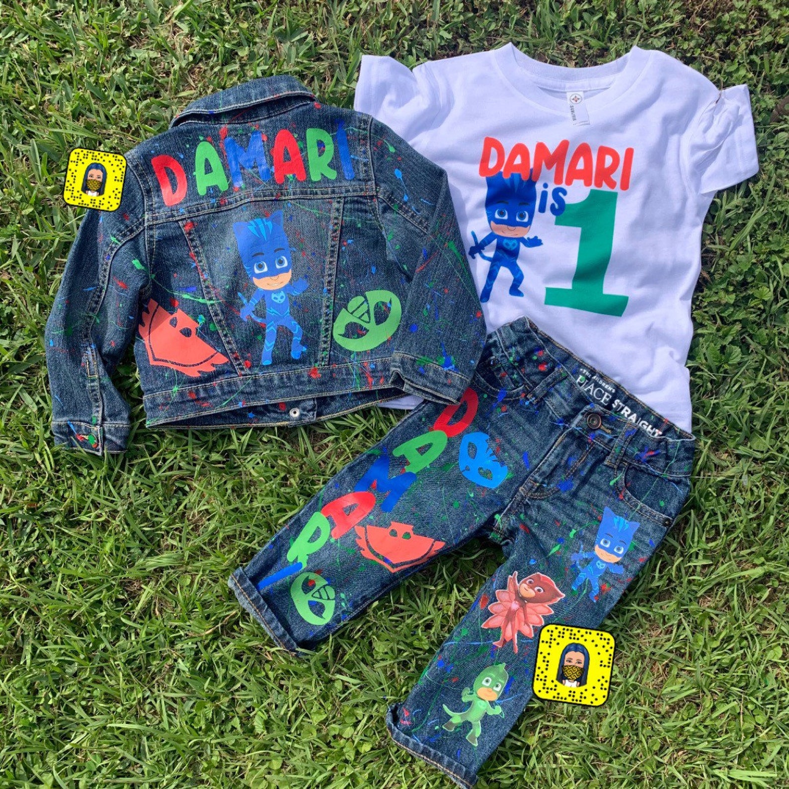 Kids Custom Characters Denim Jean Birthday Outfit - Etsy