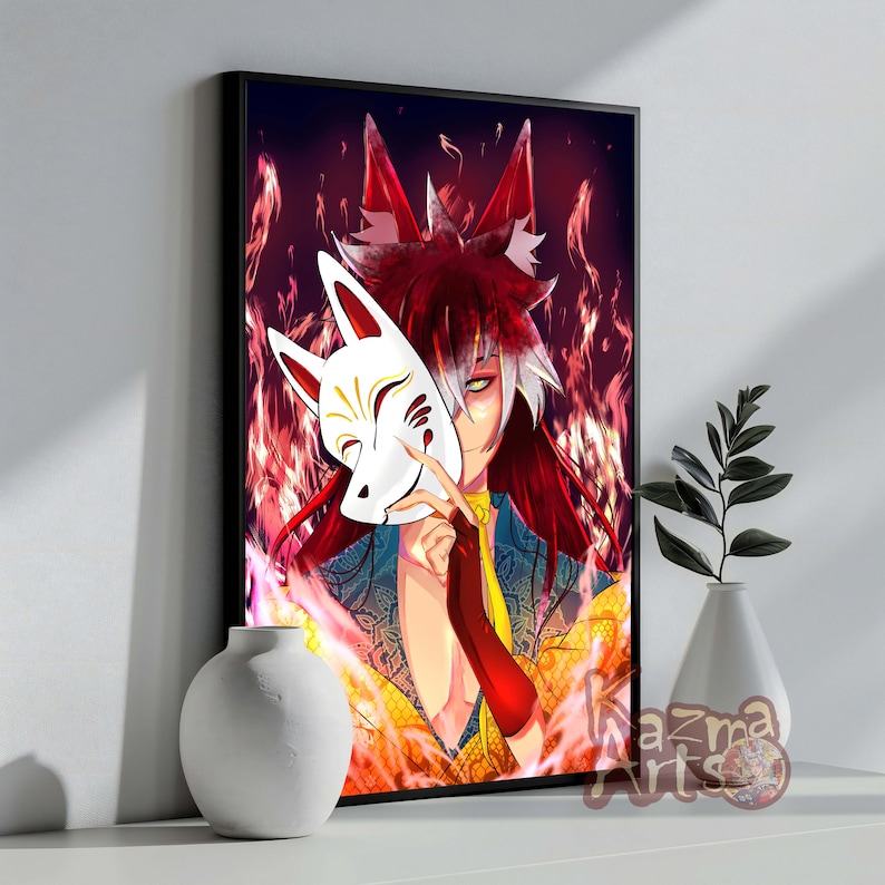 Fox Yokai Art Print / Japanese Style Art Work / Kitsune Art Print ...