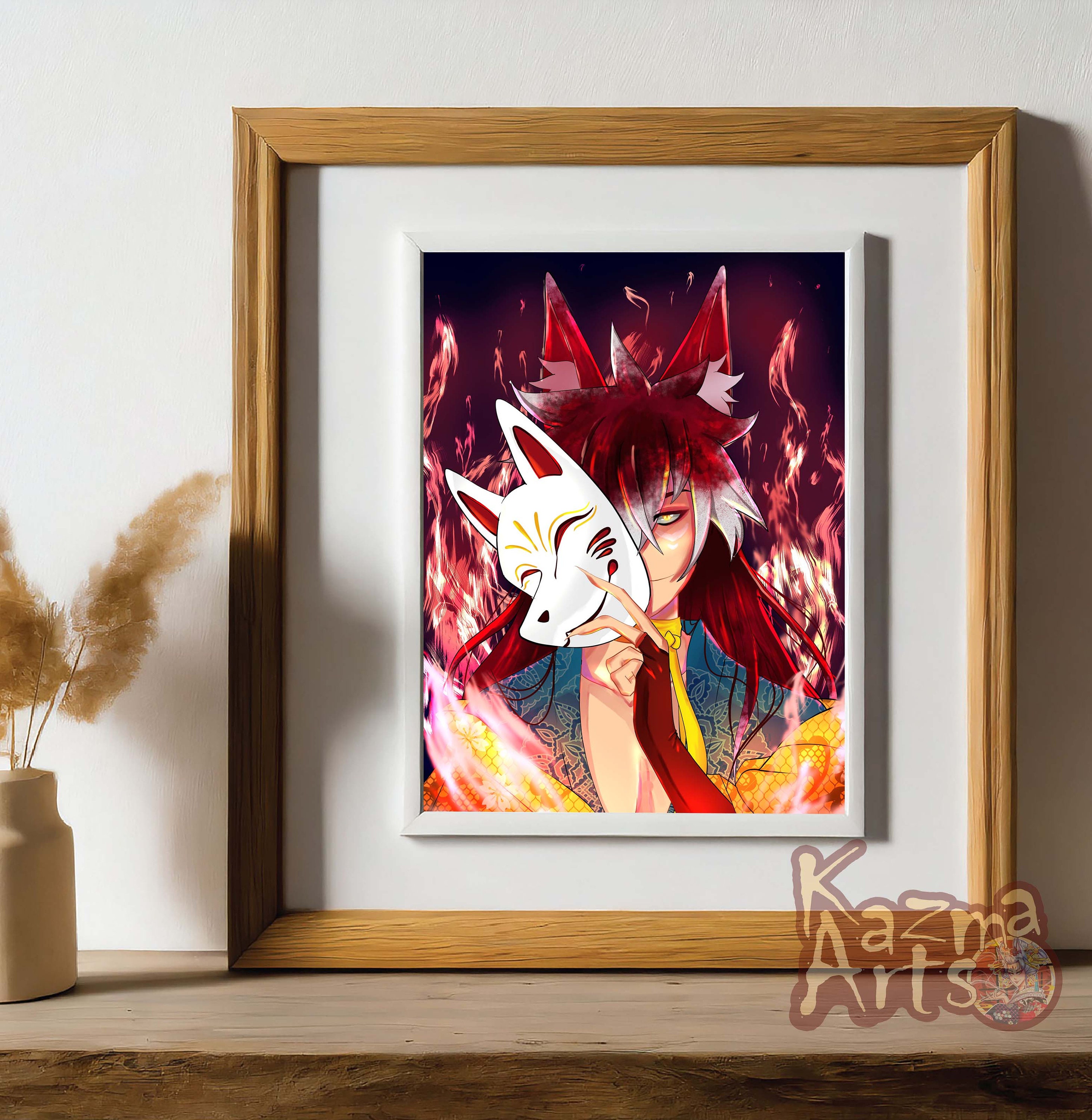 Fox Yokai Art Print / Japanese Style Art Work / Kitsune Art Print ...