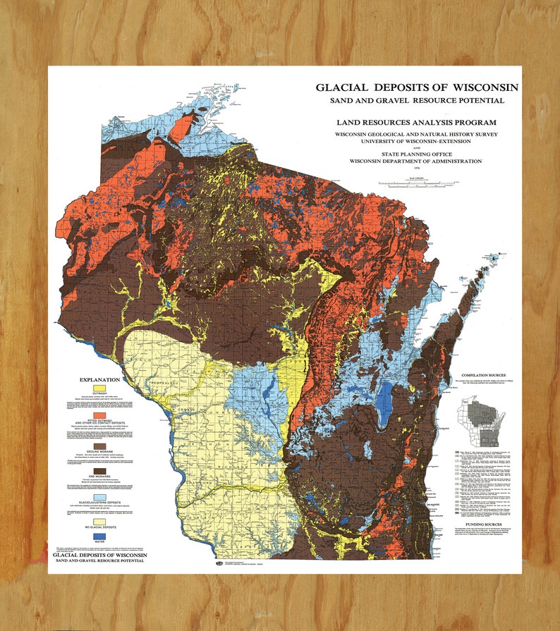 Quaternary Geologic Map of Wisconsin Glacial Geology Map of | Etsy