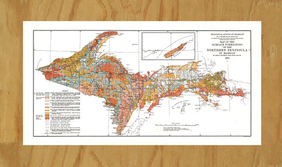 Quaternary Geologic Map of Northern Michigan Glacial Geology | Etsy