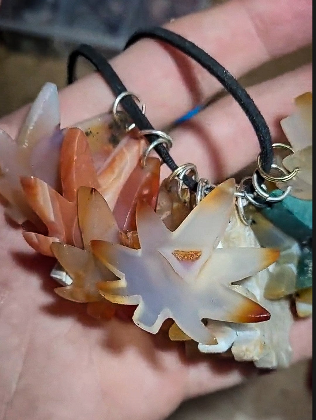 Marijuana / Cannabis Leaf - Banded Agate / Jasper / Moss Agate ...