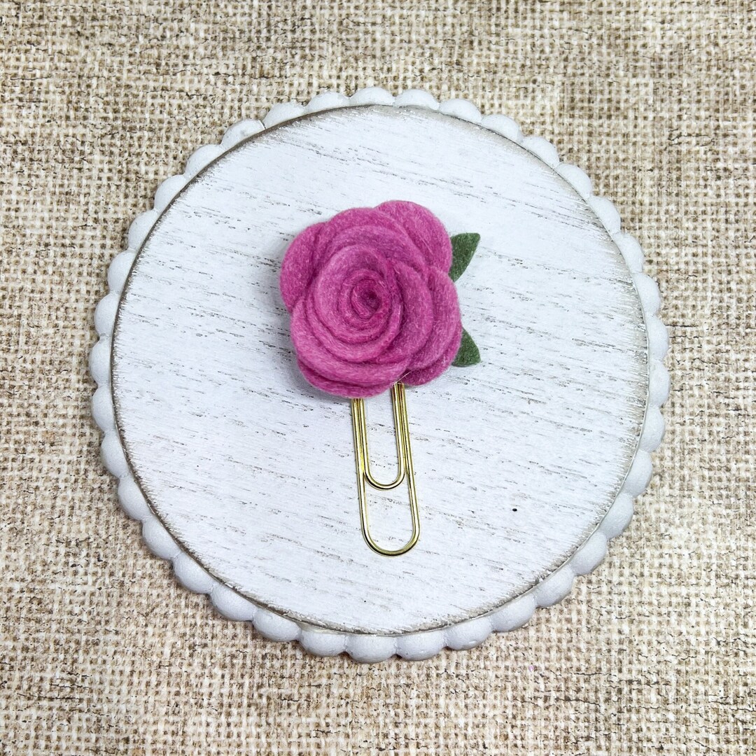 Handmade Felt Flower Paper Clip: Planner Accessory, Bookmark - Etsy