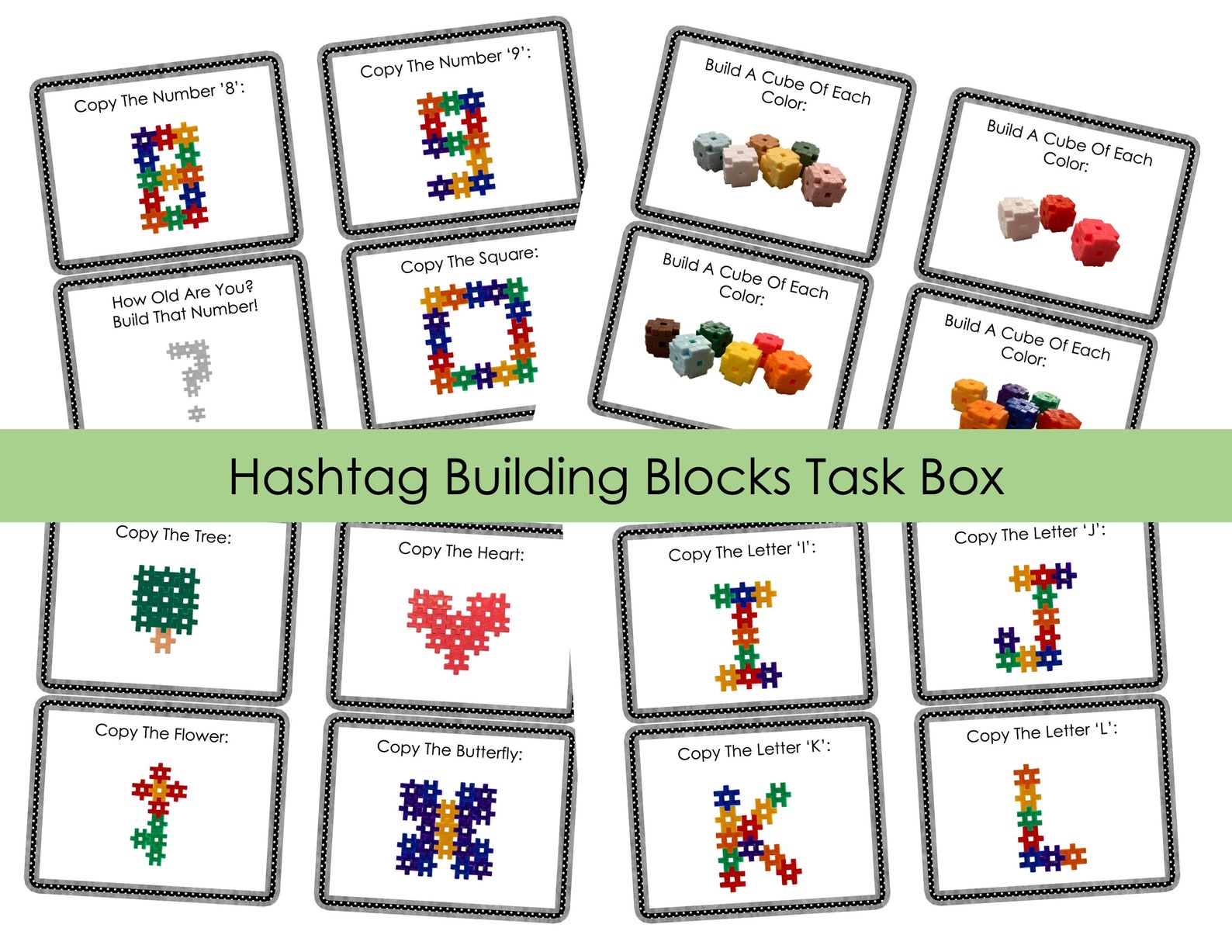 Expanded Hashtag Blocks Activity / Task Cards Set to Include Letters ...