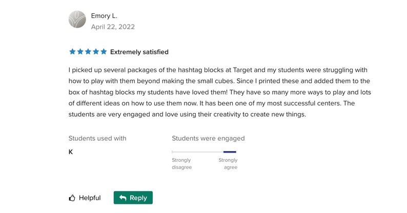 Hashtag Building Blocks Activity / Task Cards - Etsy