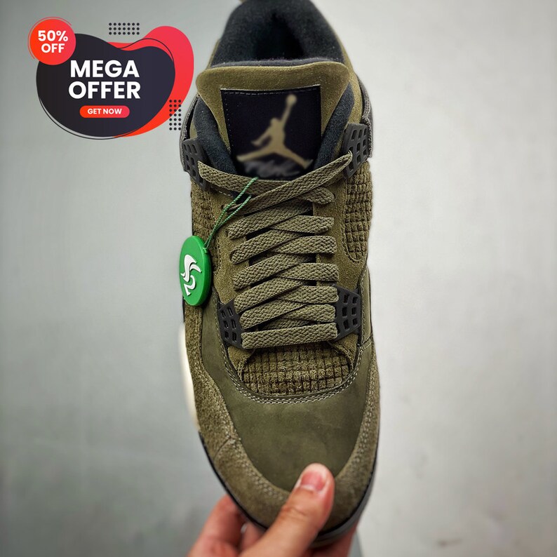 AJ4 Craft Olive Handmade Sneaker for Christmas and Black - Etsy