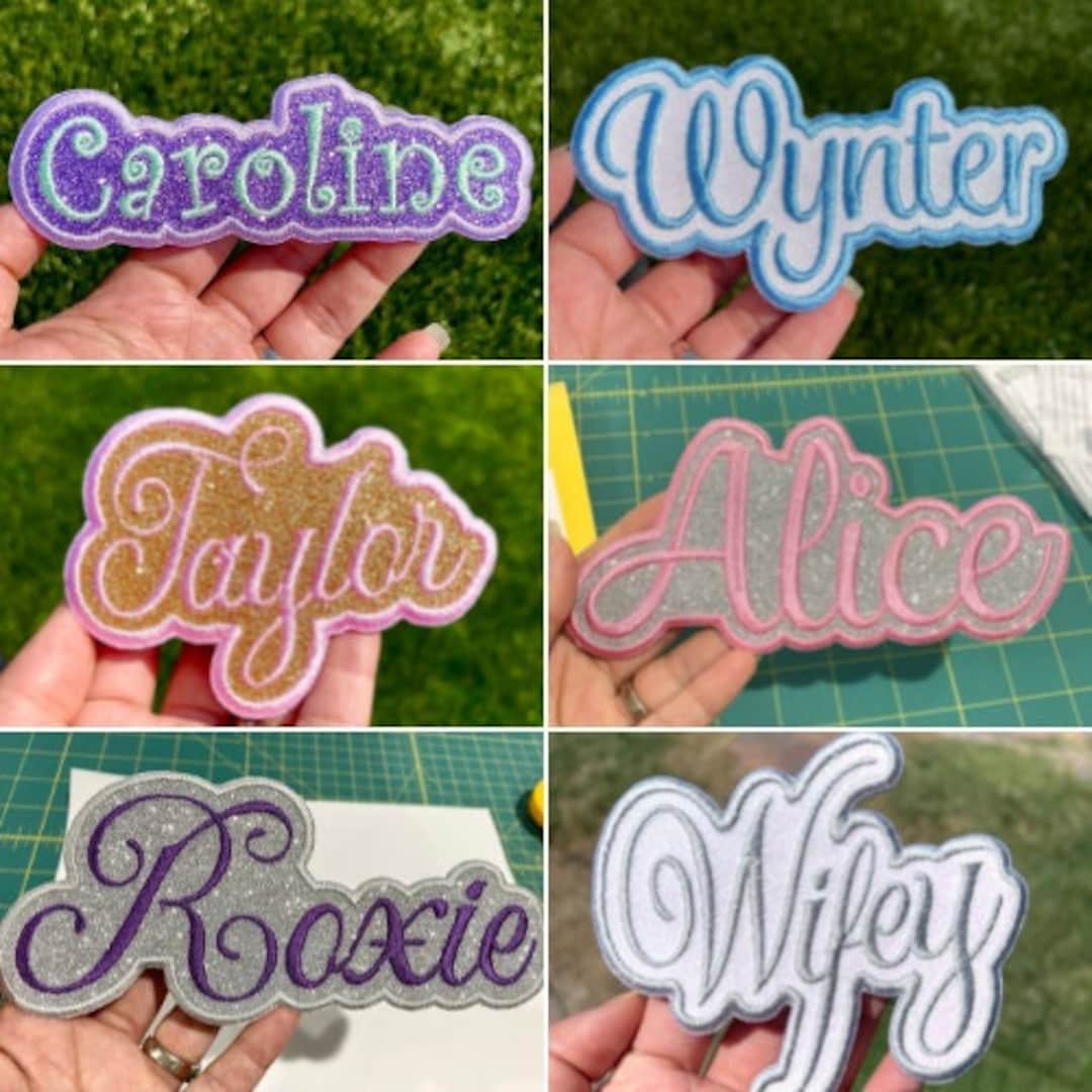 Custom Name Patch - Personalized Name Patch - Iron-on Patch - Kids - Sparkly - Glitter - Bride ...