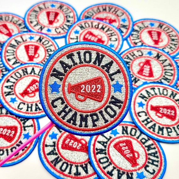 Custom National Champion Glitter Patch Megaphone Cheer Team | Etsy