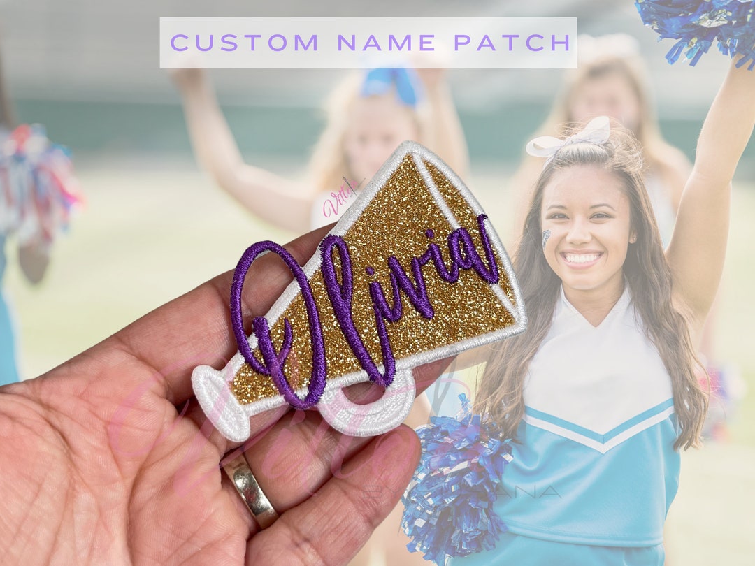 Custom Cheer Megaphone Glitter Patch - Team Spirit Sparkly Patch - Iron ...