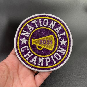 Custom National Champion Glitter Patch - Megaphone Cheer Team Spirit ...