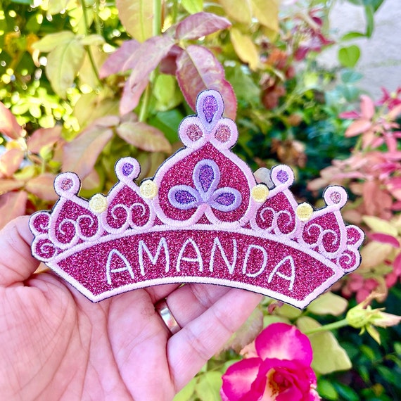 Crown Sparkly Patch Tiara Personalized Name Iron on - Etsy