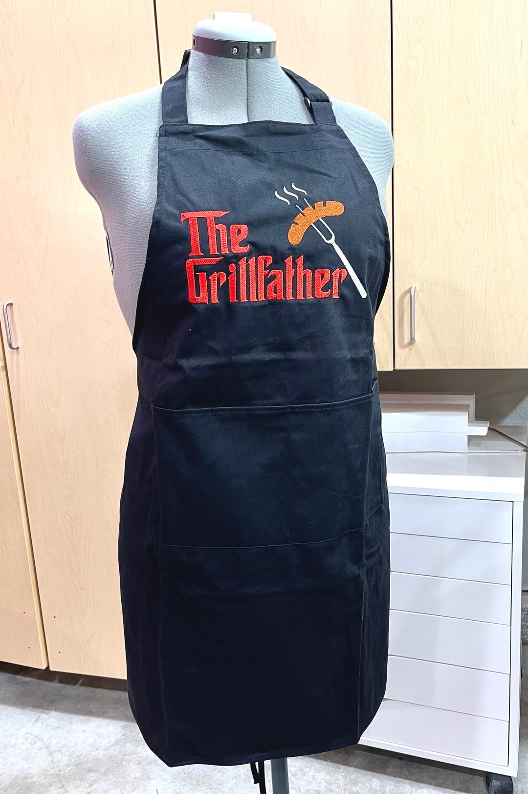 Custom Embroider Chef Apron, Custom Black Chef Apron With Pockets ...