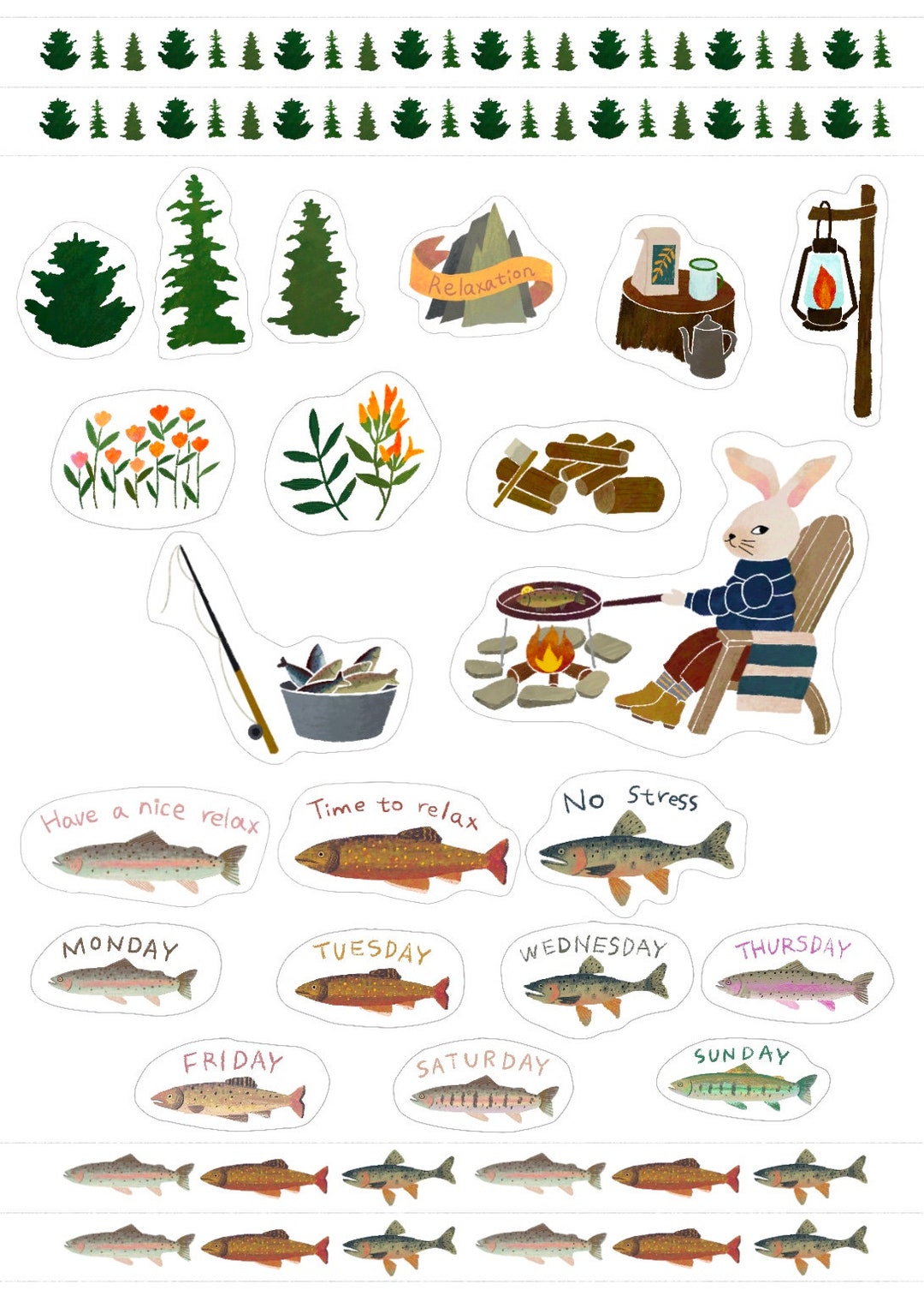 Camping Rabbit Sticker/ Printable Stickers / Digital Stickers ...