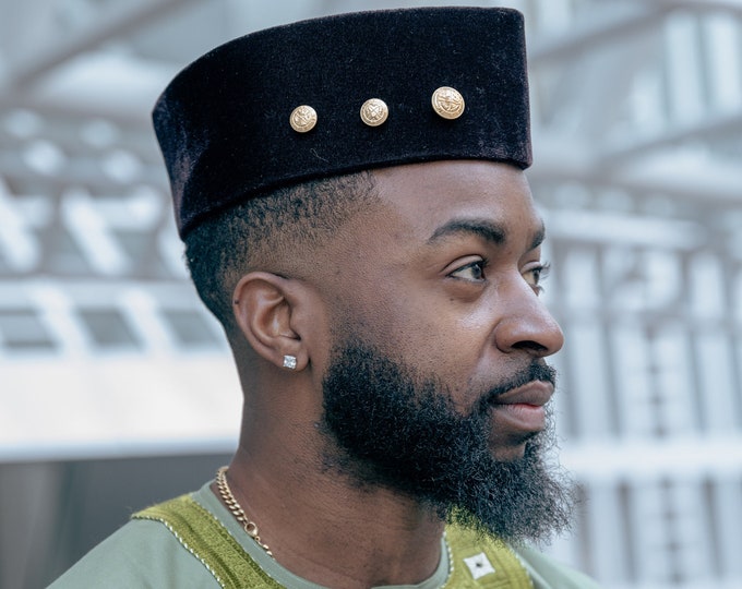 Menskufihatw/goldbuttons,traditionalafrican/nigerianhat ...