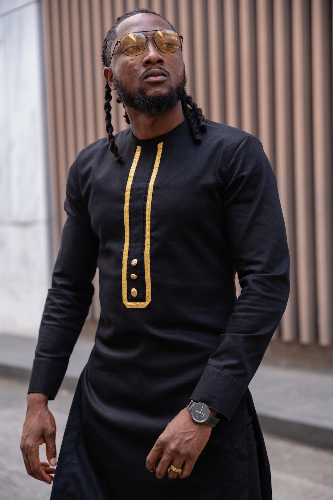 African Tunic for Men With Weave Print, African Men's Shirt & Trouser ...