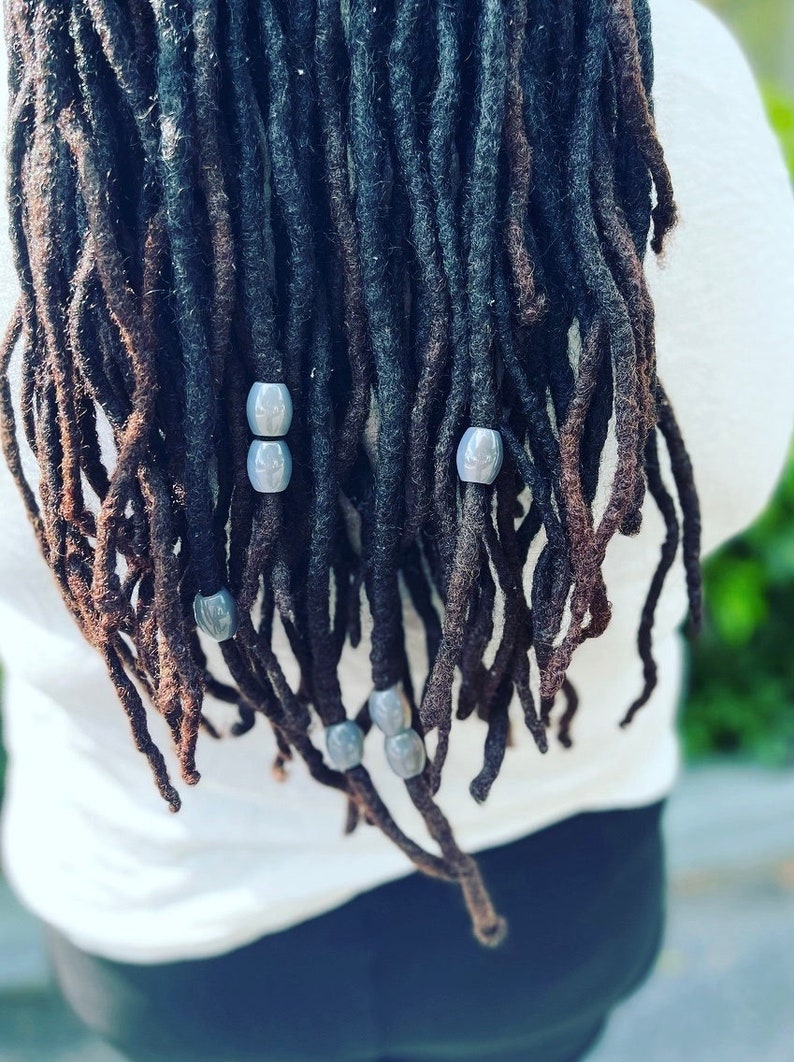 Gray Onyx Loc Bead, Gemstone Loc Jewelry - Etsy