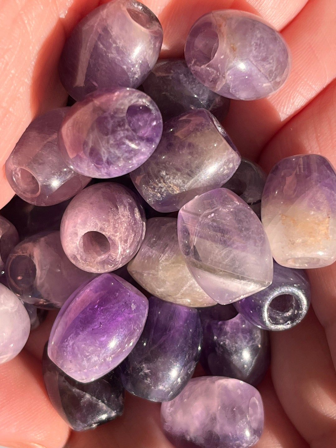 Amethyst Loc Bead, Gemstone Loc Jewelry - Etsy