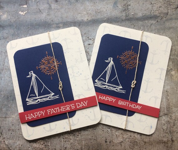 Nautical Theme Card for Him Sailboat and Compass Card Happy - Etsy