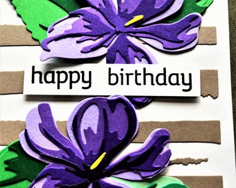 Handmade Birthday Greeting Card Happy Birthday Card Purple - Etsy