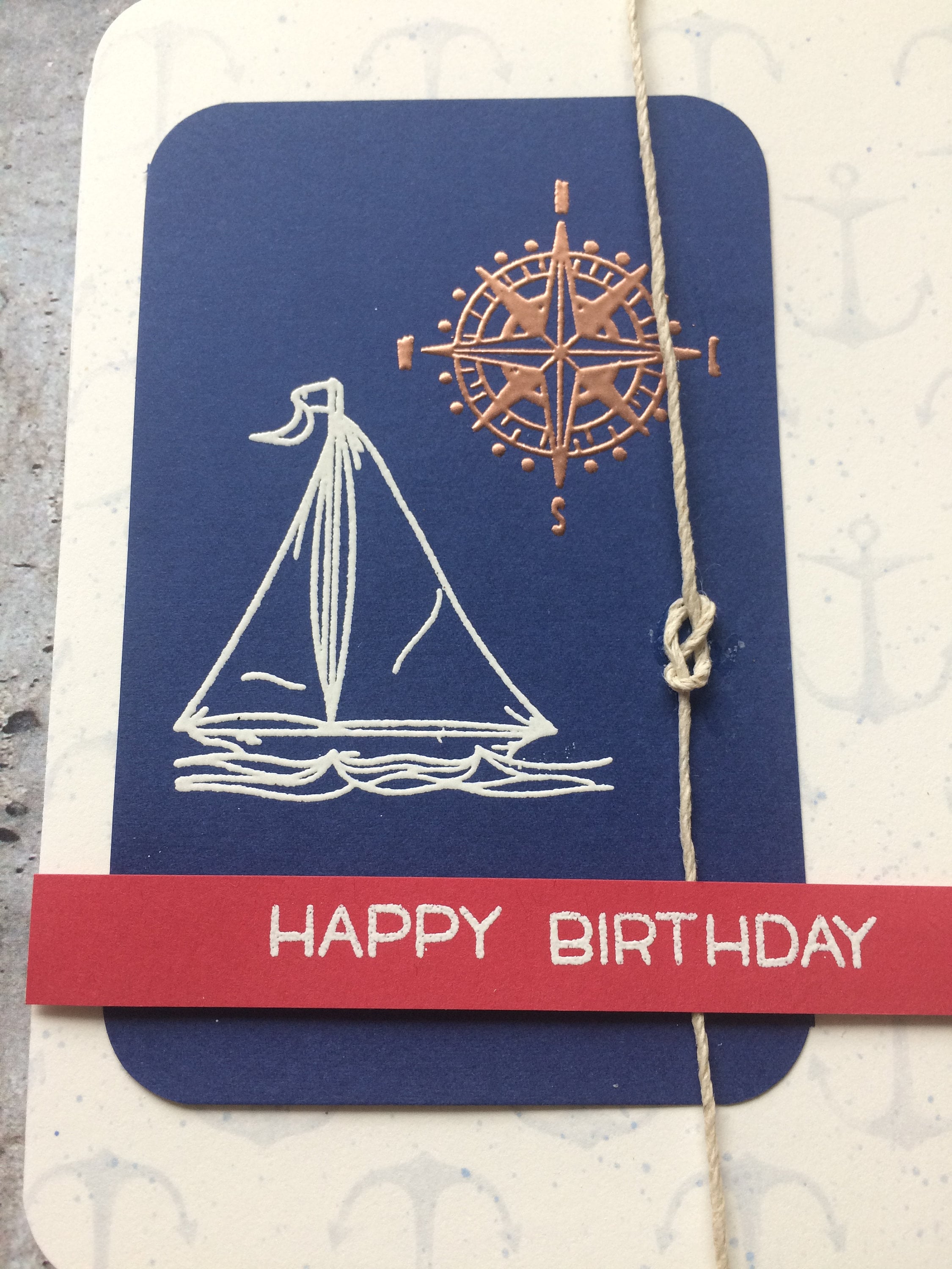 Nautical Theme Card for Him Sailboat and Compass Card Happy - Etsy