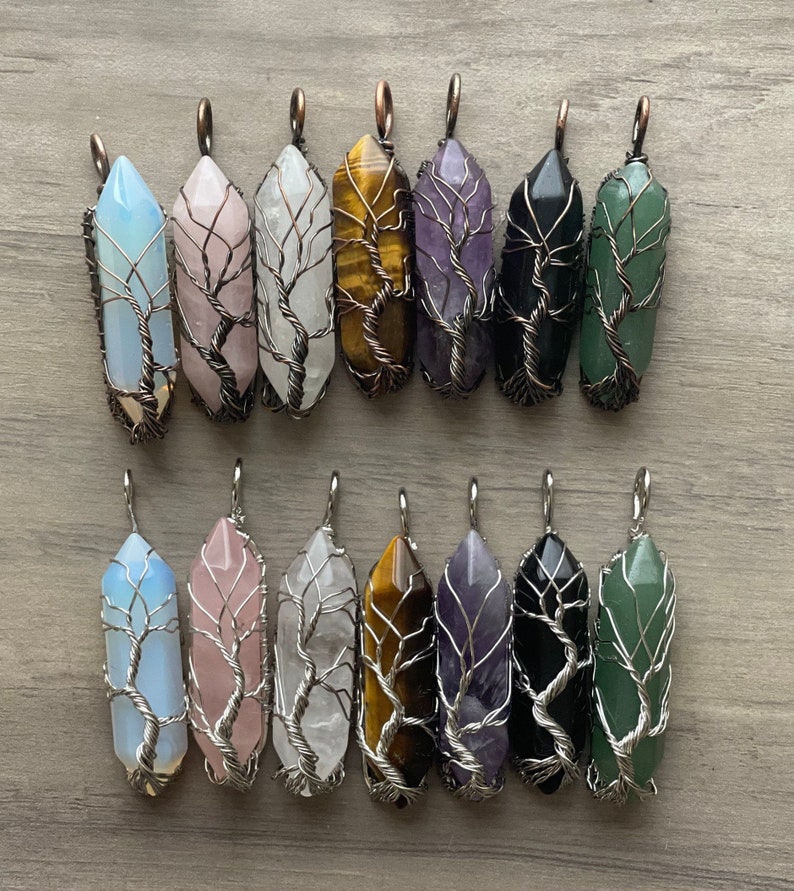 Handmade Tree of Life Quartz Point Necklace, Silver Wire Wrapped ...