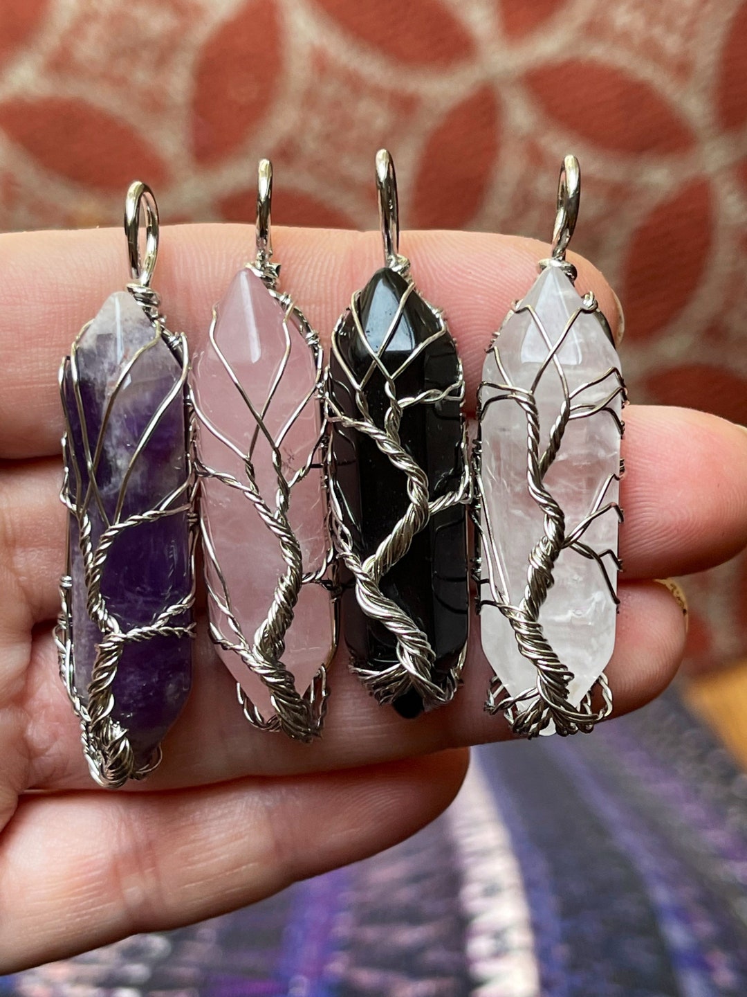 Handmade Tree of Life Quartz Point Necklace, Silver Wire Wrapped ...