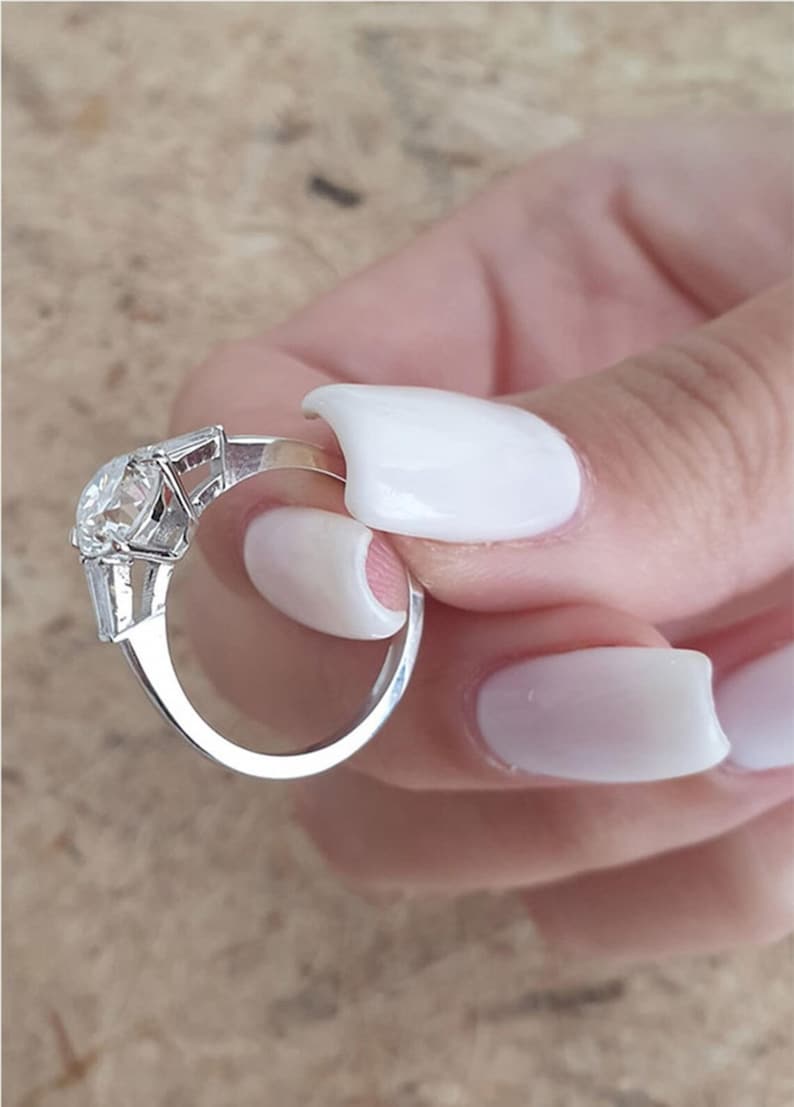 1940's Antique Art Deco Old Mine Cut Diamond Three-stone Engagement ...