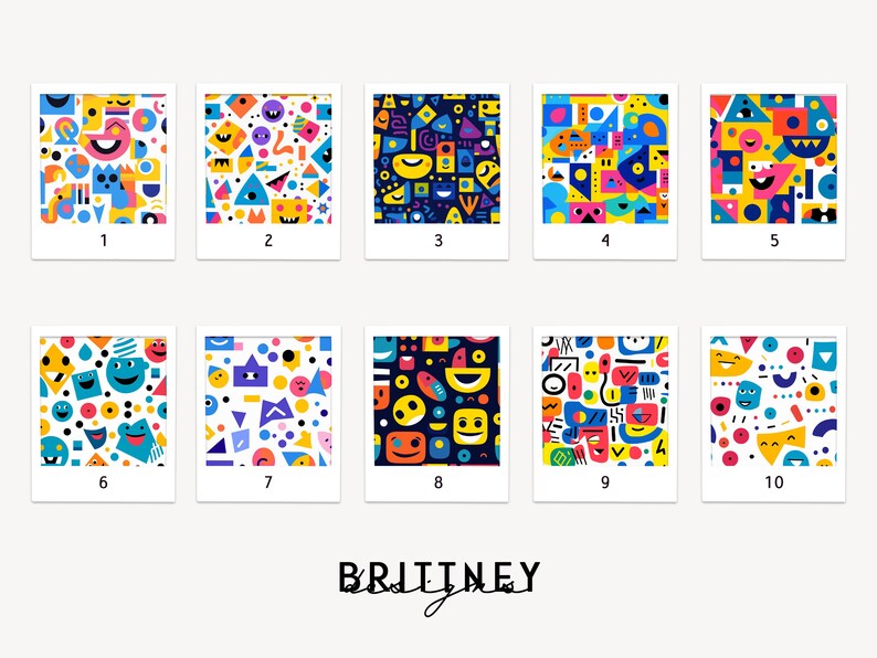Smiling Geometric Shapes Pattern | Primary Colors (digital Download) - Etsy