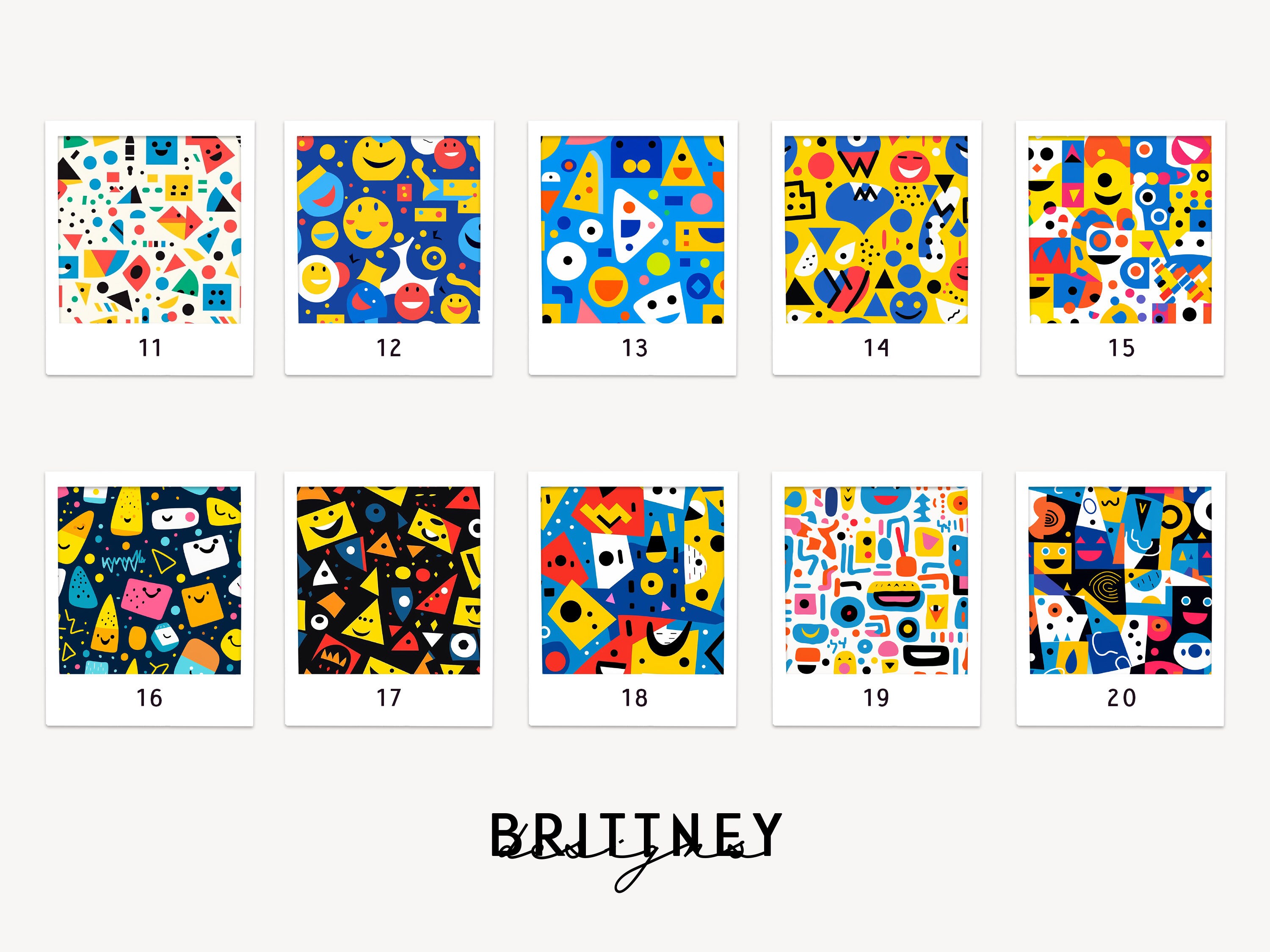 20 Smiling Geometric Shapes Seamless Pattern | High Quality Pattern ...