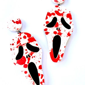 Horror Gothic Punk Blood Splatter Ghost Face Acrylic Stud Earrings - Etsy