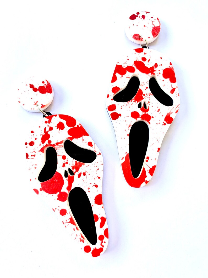 Horror Gothic Punk Blood Splatter Ghost Face Acrylic Stud - Etsy