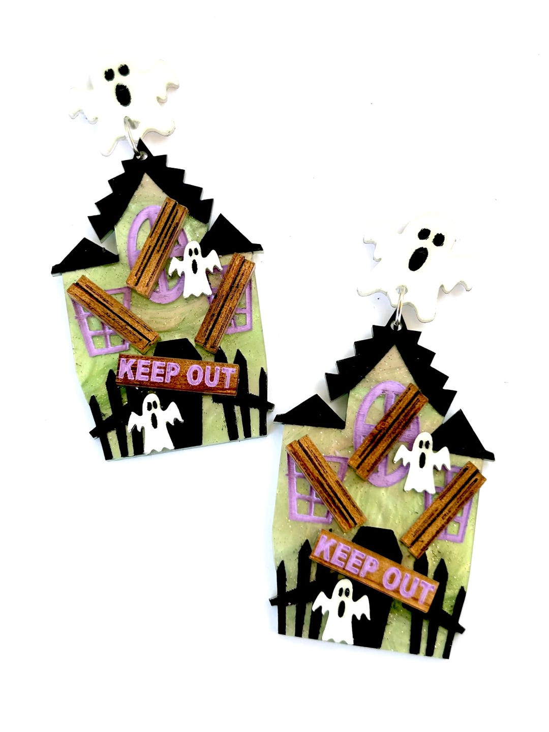 Keep Out Scary Spooky Haunted Mansion House Halloween Horror Glow Ghost ...