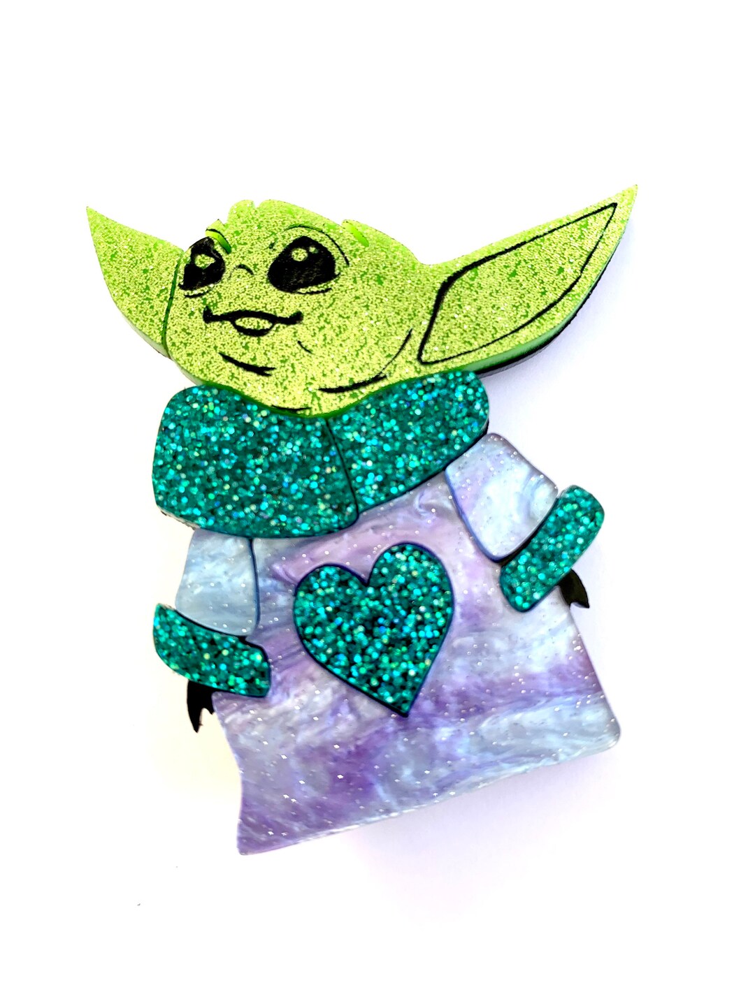 Retro Green Alien Baby Acrylic Glitter Brooch Pin - Etsy
