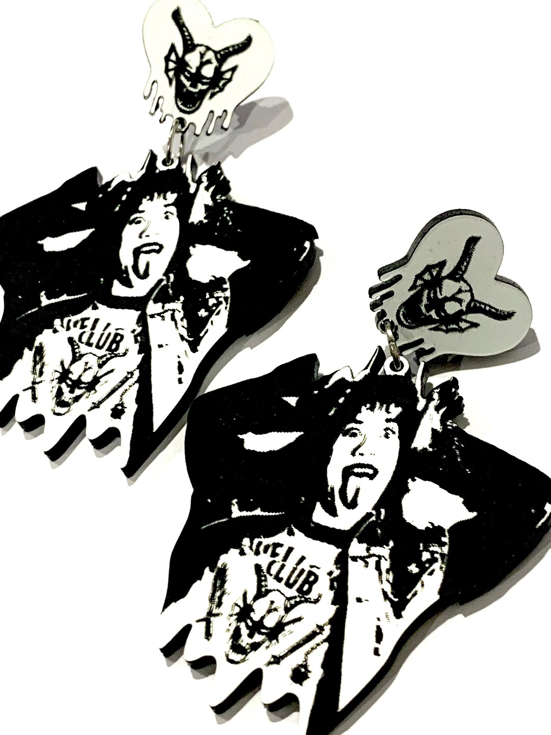 Punk Gothic Eddie Heart Acrylic Stud Earrings - Etsy Australia