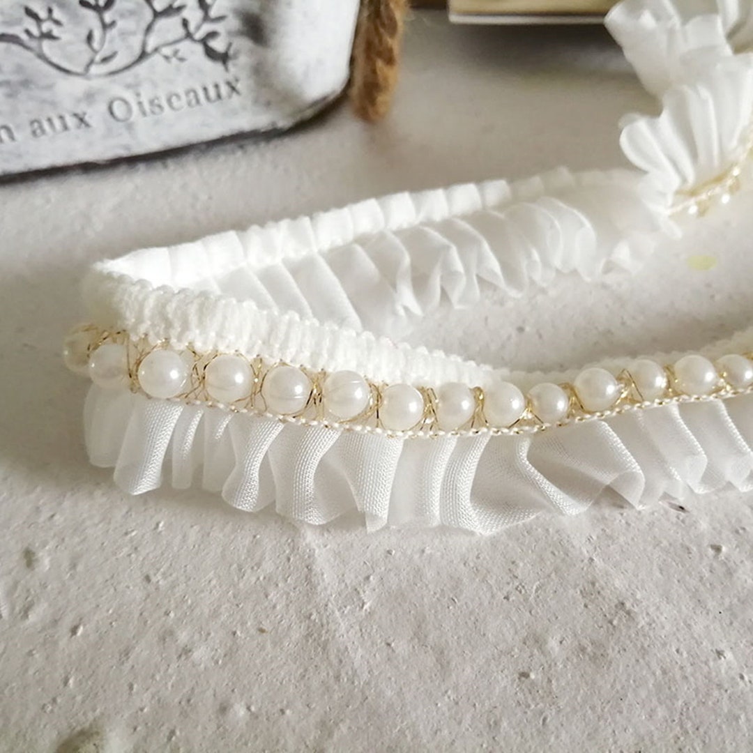 Vintage Lace Trim With Pearls,beautiful Ruffled Lace Trim,bridal Lace ...