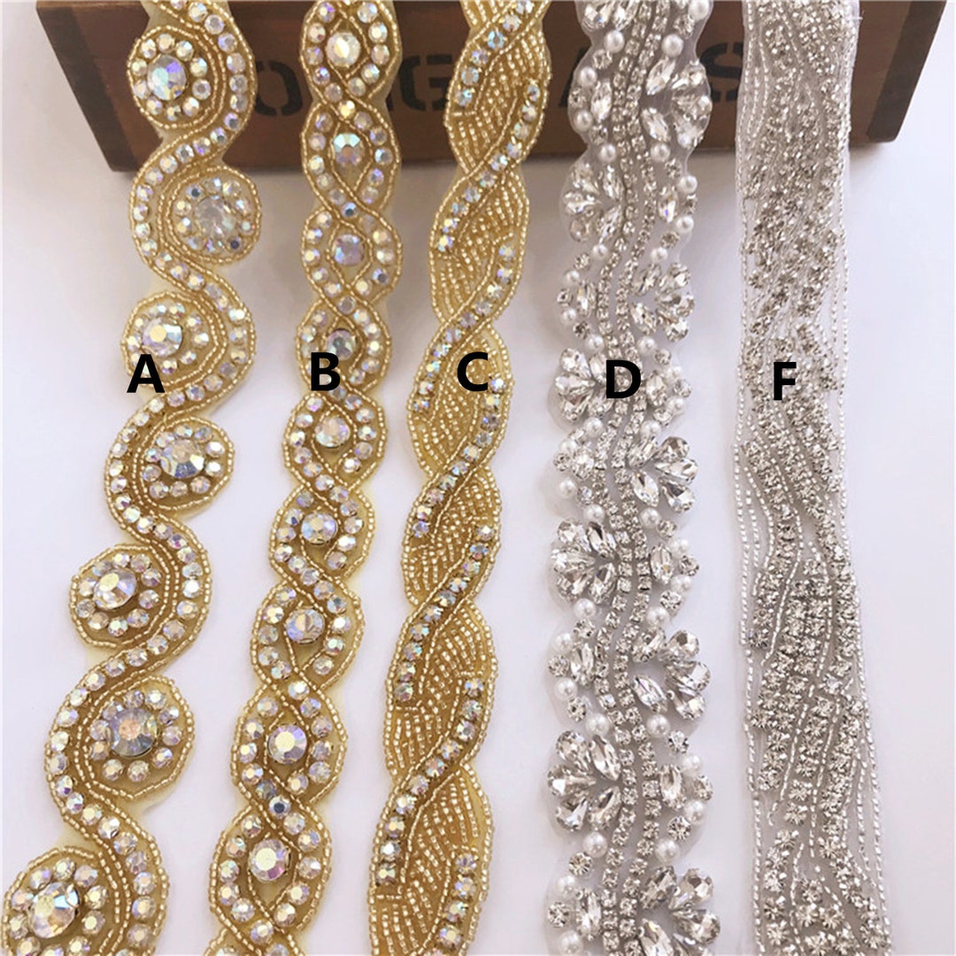Rhinestone Applique,bridal Crystal Trim,wedding Rhinestone Sash,crystal ...