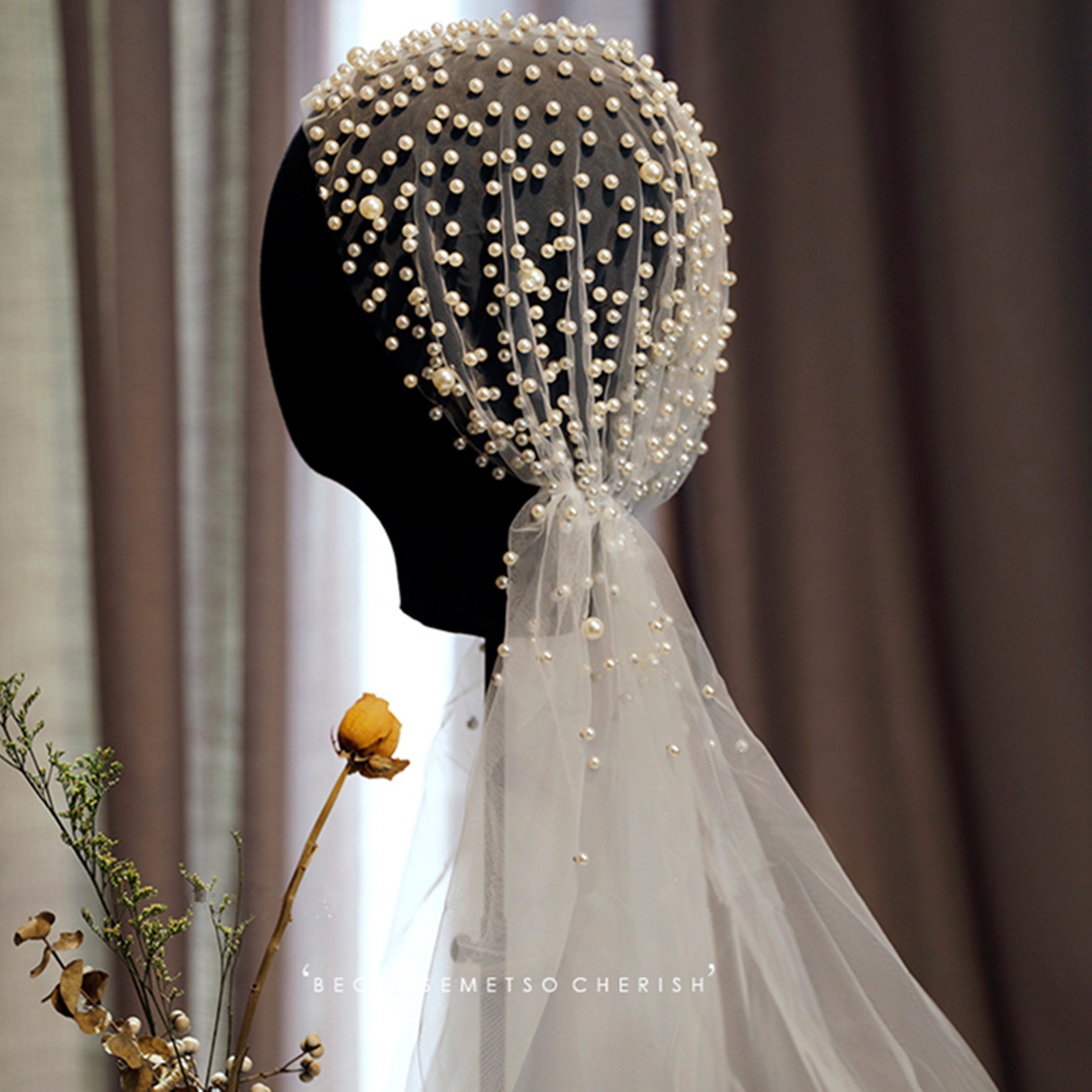 Pearl Veilivory Wedding Veiljuliet Cap Veilboho Bridal - Etsy