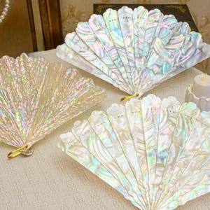 Exquisite Natural Shell Fan,shimmering Mother of Pearl Fan,vintage Hand ...