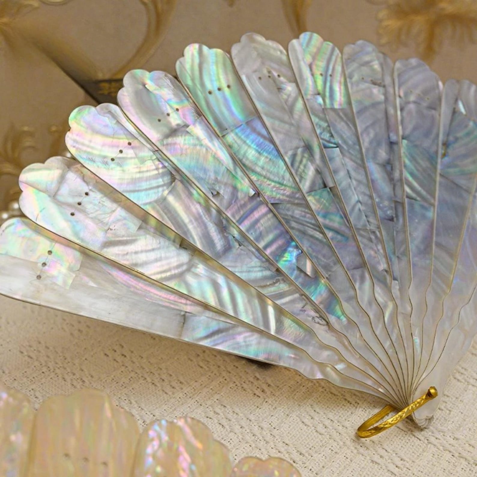 Exquisite Natural Shell Fan,shimmering Mother of Pearl Fan,vintage Hand ...